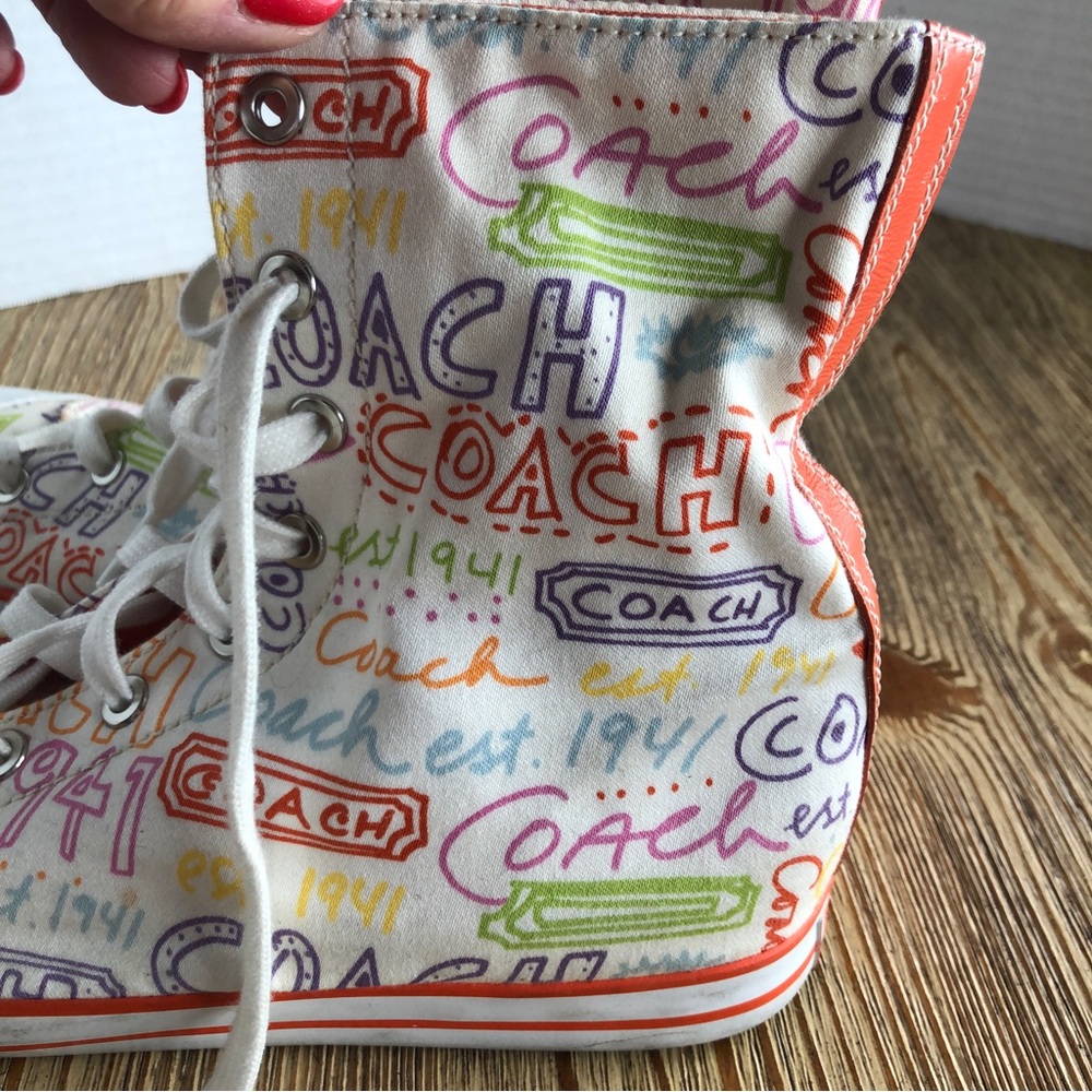 Coach “Bonney” All White Hightop! Colorful Coach Desi… - Gem
